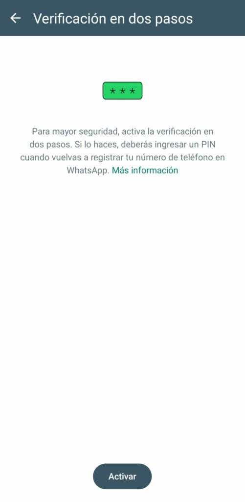 Cómo configurar la verificación en dos pasos en WhatsApp